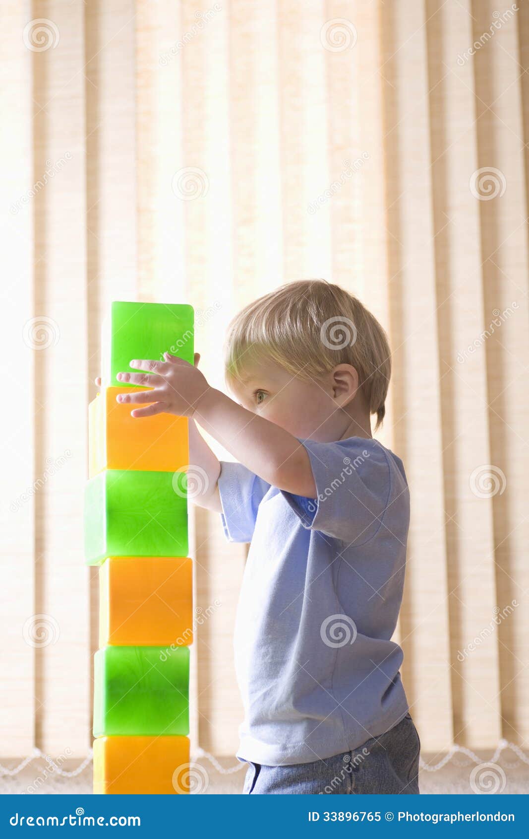 Boy Building Colorful Bricks at Home Stock Image - Image of brick ...
