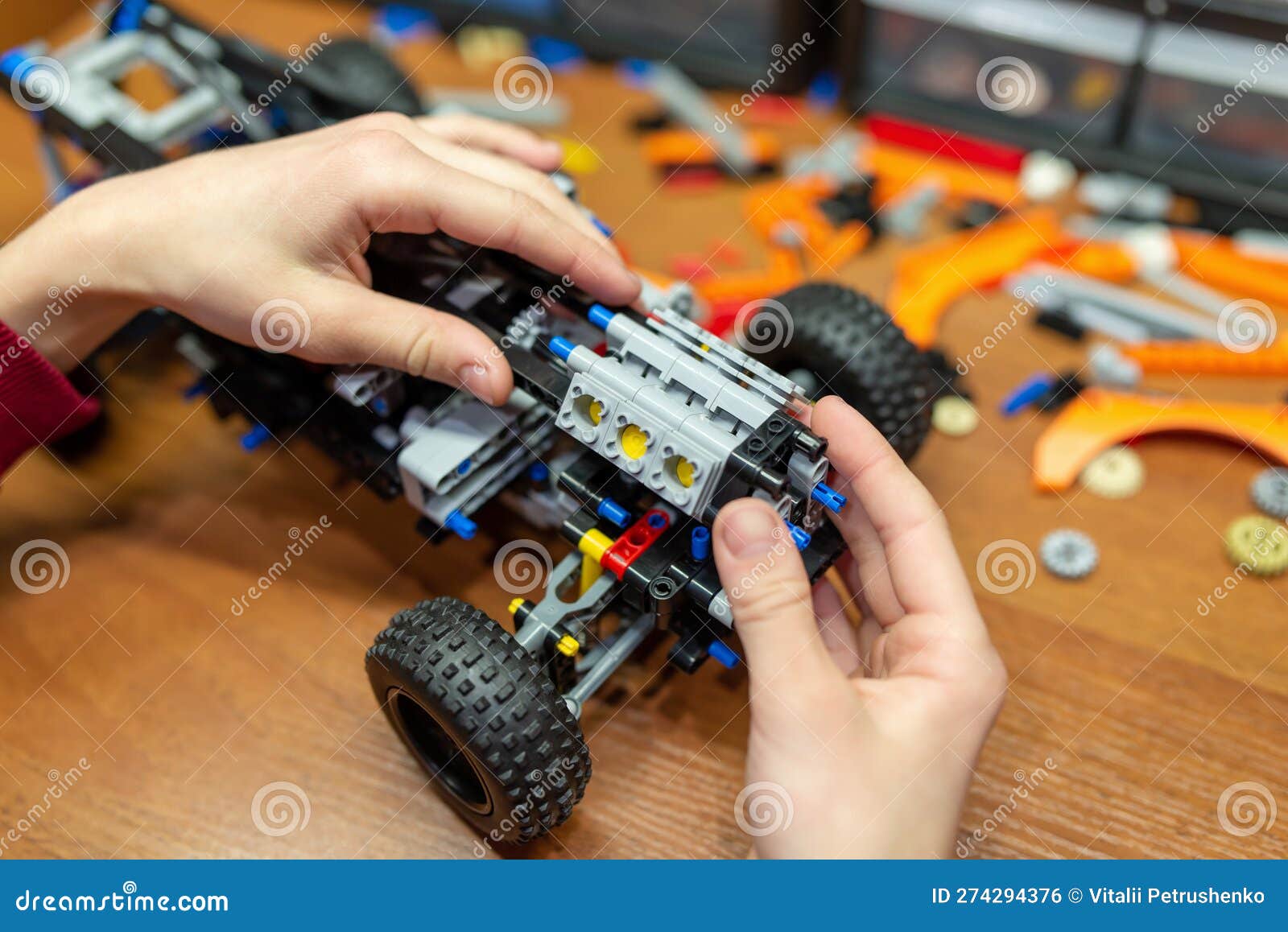 Boy Building Robot Car with Electronic Constructor Stock Photo - Image ...