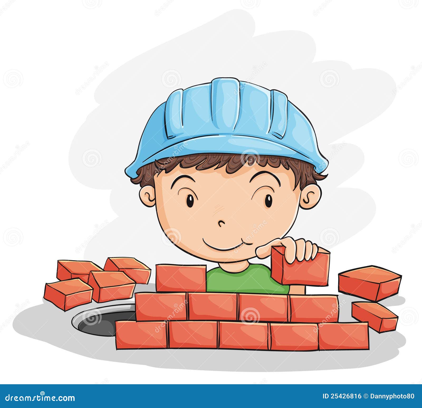Boy building wall stock illustration. Illustration of builder - 25426816