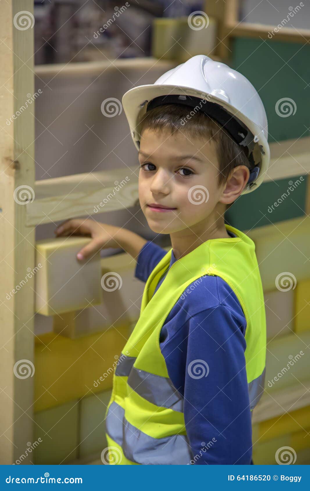 Boy builds a house stock photo. Image of house, safety - 64186520
