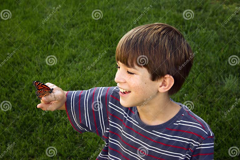 Boy with Butterfly stock photo. Image of hand, child, delicate - 1275002