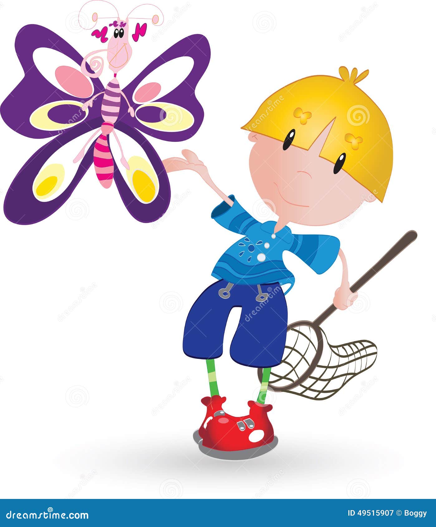 Boy with butterfly stock illustration. Illustration of drawing - 49515907
