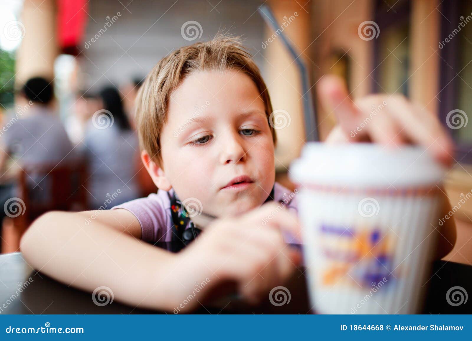 Boy in cafe stock photo. Image of enjoying, caucasian - 18644668