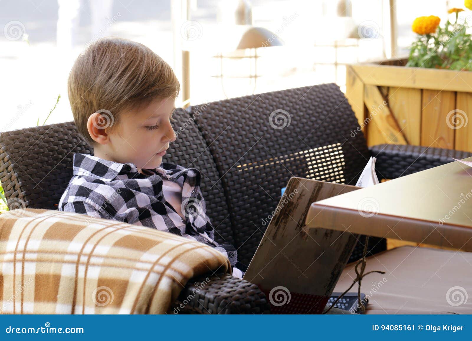 The boy in the cafe stock image. Image of casual, table - 94085161