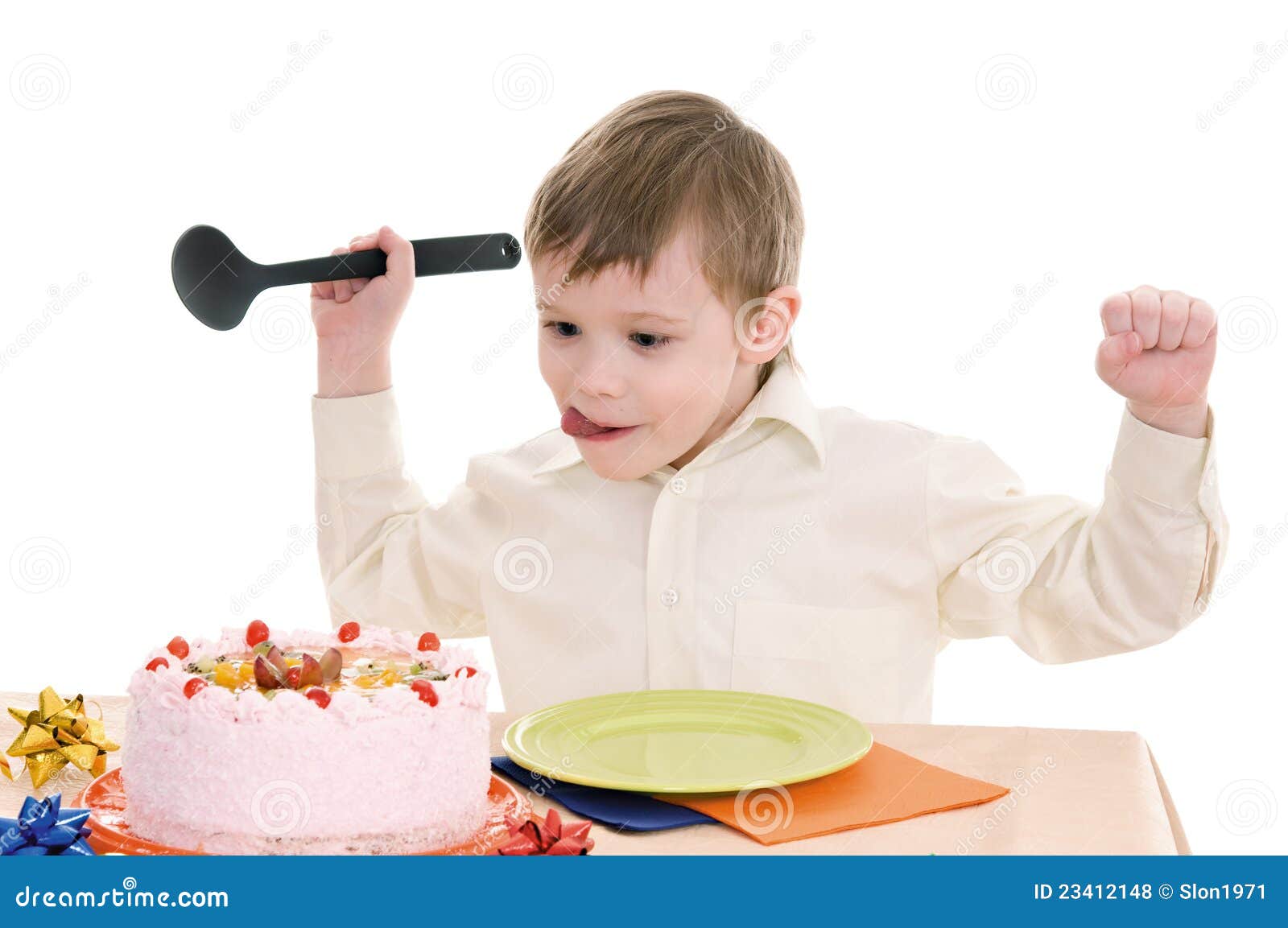 Boy with cake stock photo. Image of blond, holiday, happy - 23412148