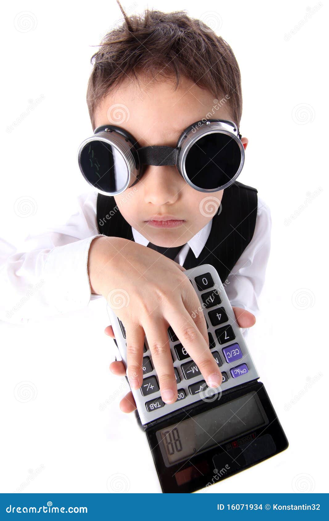 Boy with calculator stock photo. Image of concentrate - 16071934