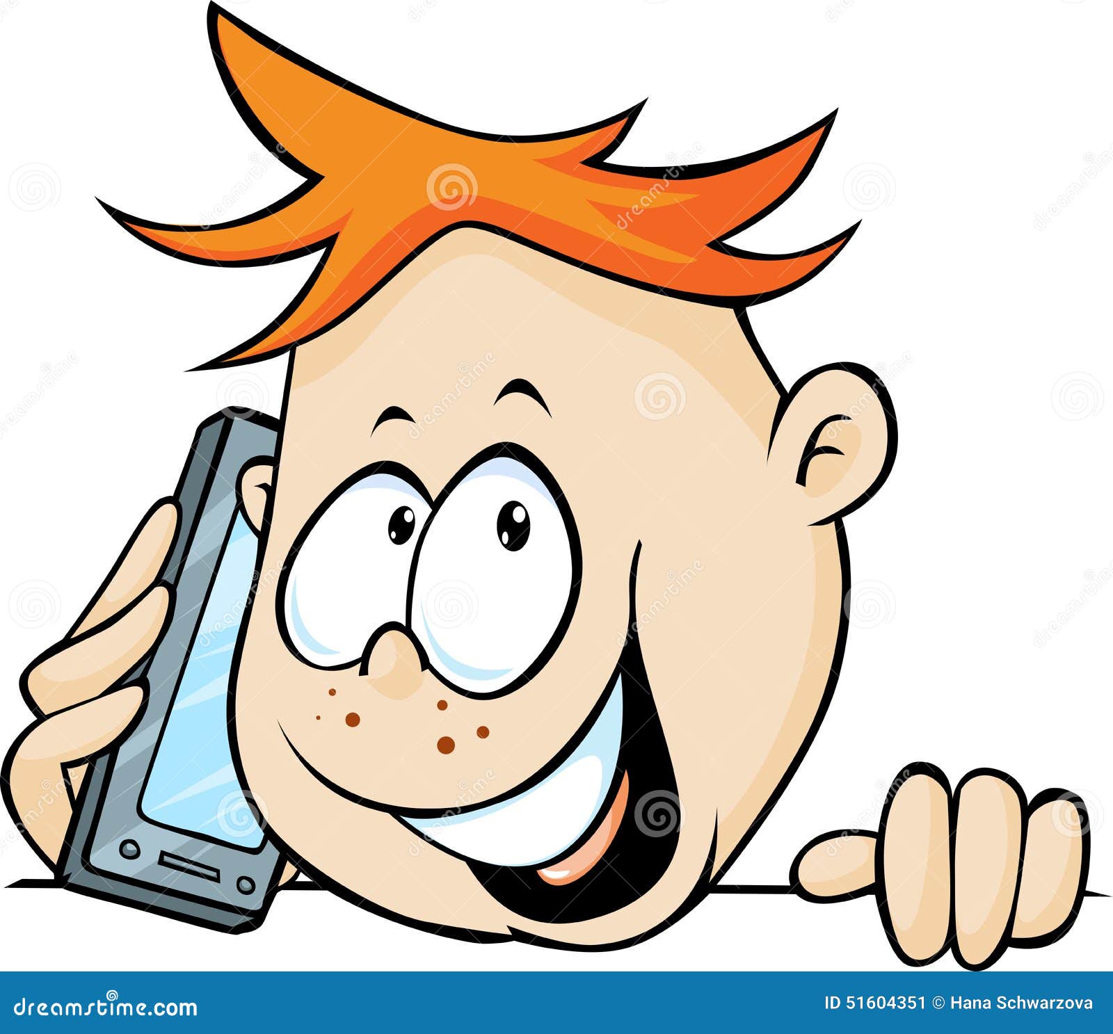Boy Calling with Mobil Phone, Peeking Out - Vector Stock Vector ...