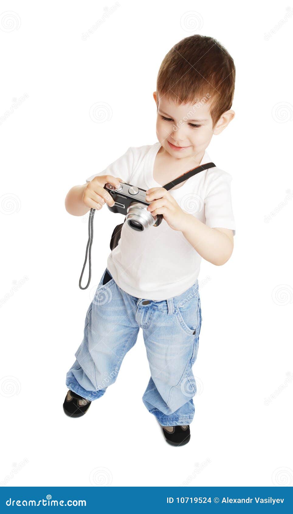Boy with the camera stock photo. Image of studio, isolated - 10719524