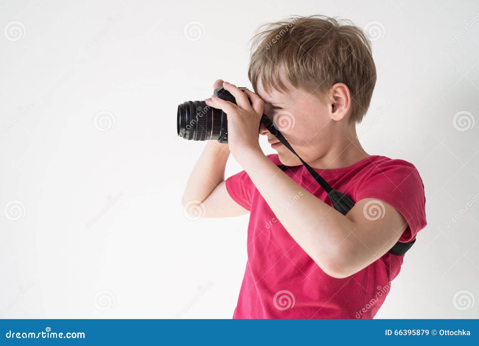 Boy with a camera stock image. Image of camera, blonde - 66395879