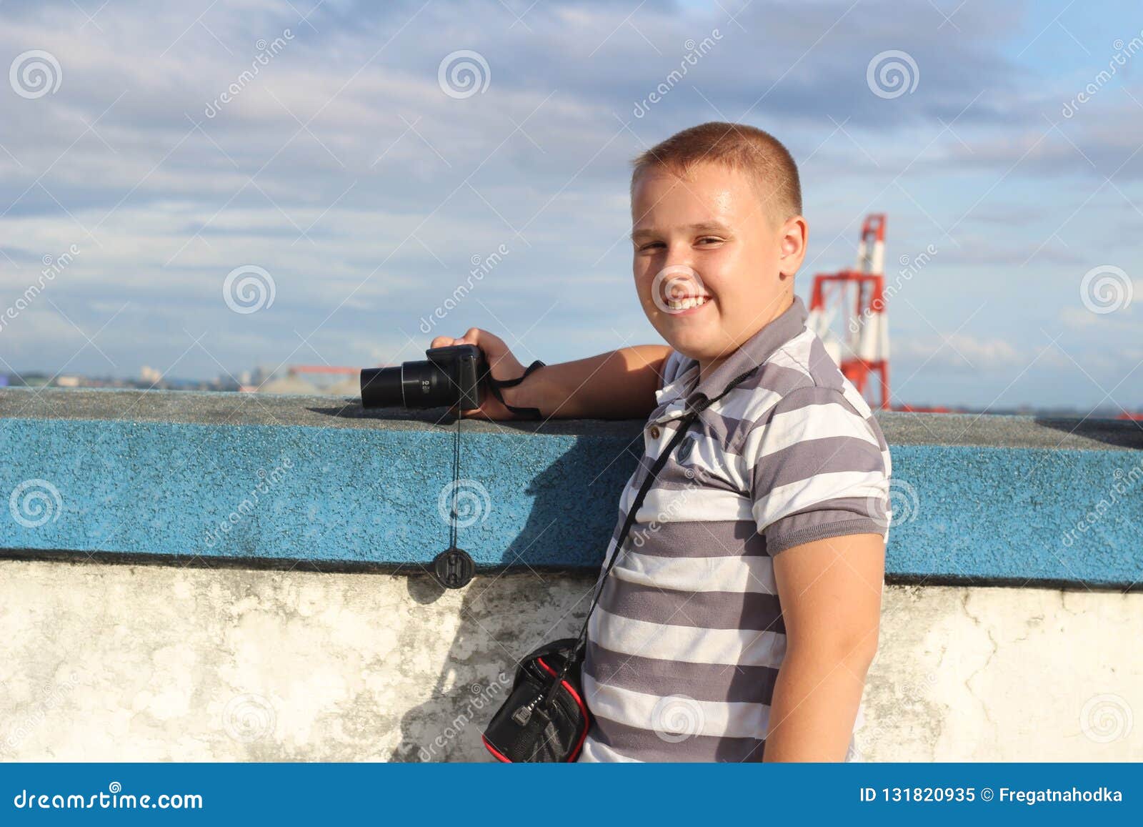 Boy with a camera stock image. Image of camera, hands - 131820935