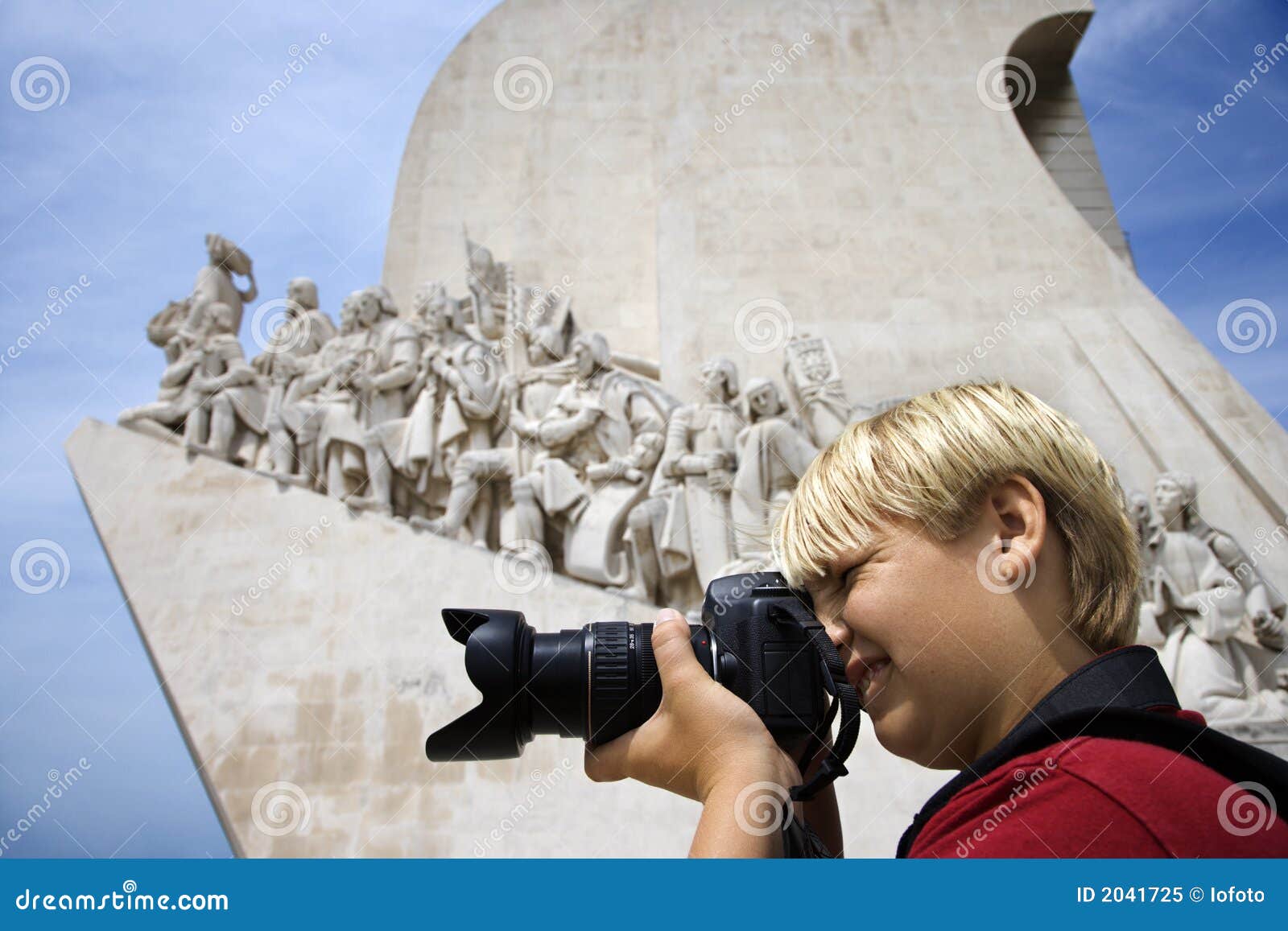 Boy with Camera at Monument in Portugal. Editorial Image - Image of ...