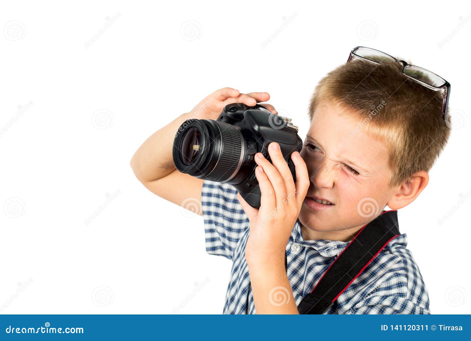 Boy with a camera stock image. Image of person, child - 141120311