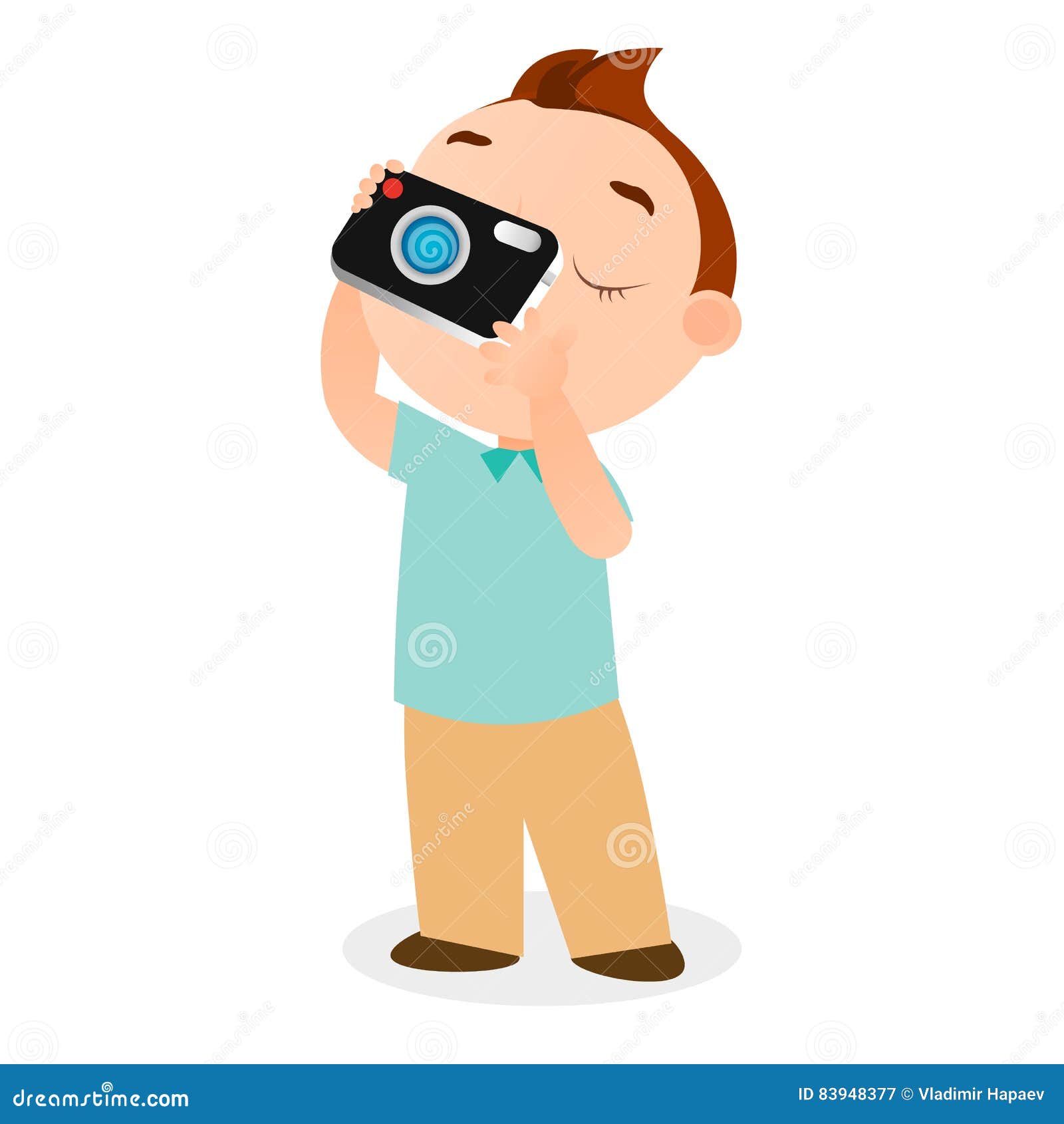 Boy with Camera. Vector Illustration Eps 10 Isolated on White ...