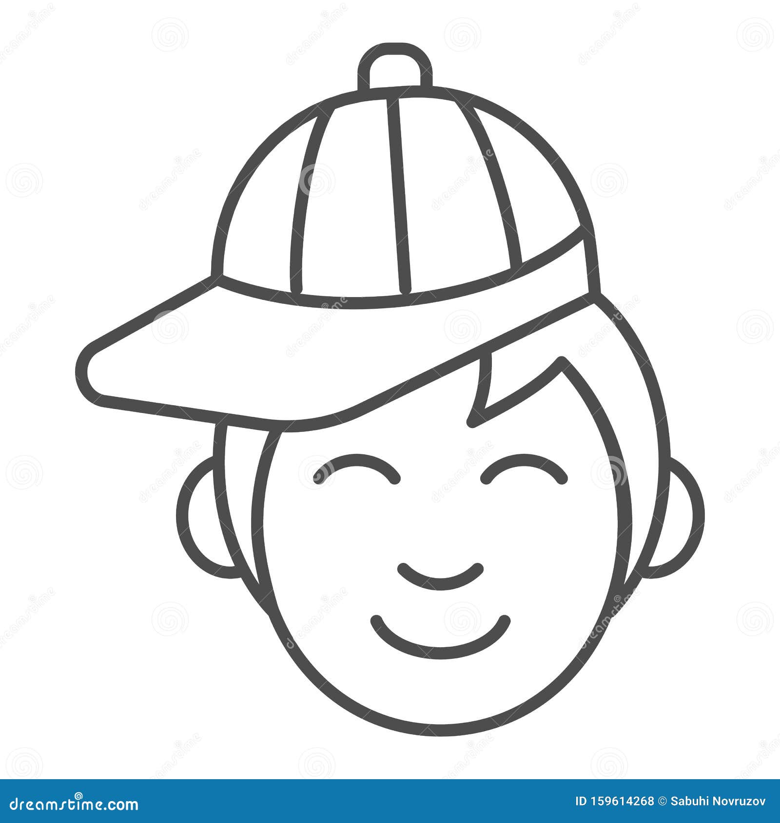 Boy with Cap Thin Line Icon. Young Man Wearing Baseball Cap Vector ... Boy with Cap Thin Line Icon. Young Man Wearing Baseball Cap Vector ...