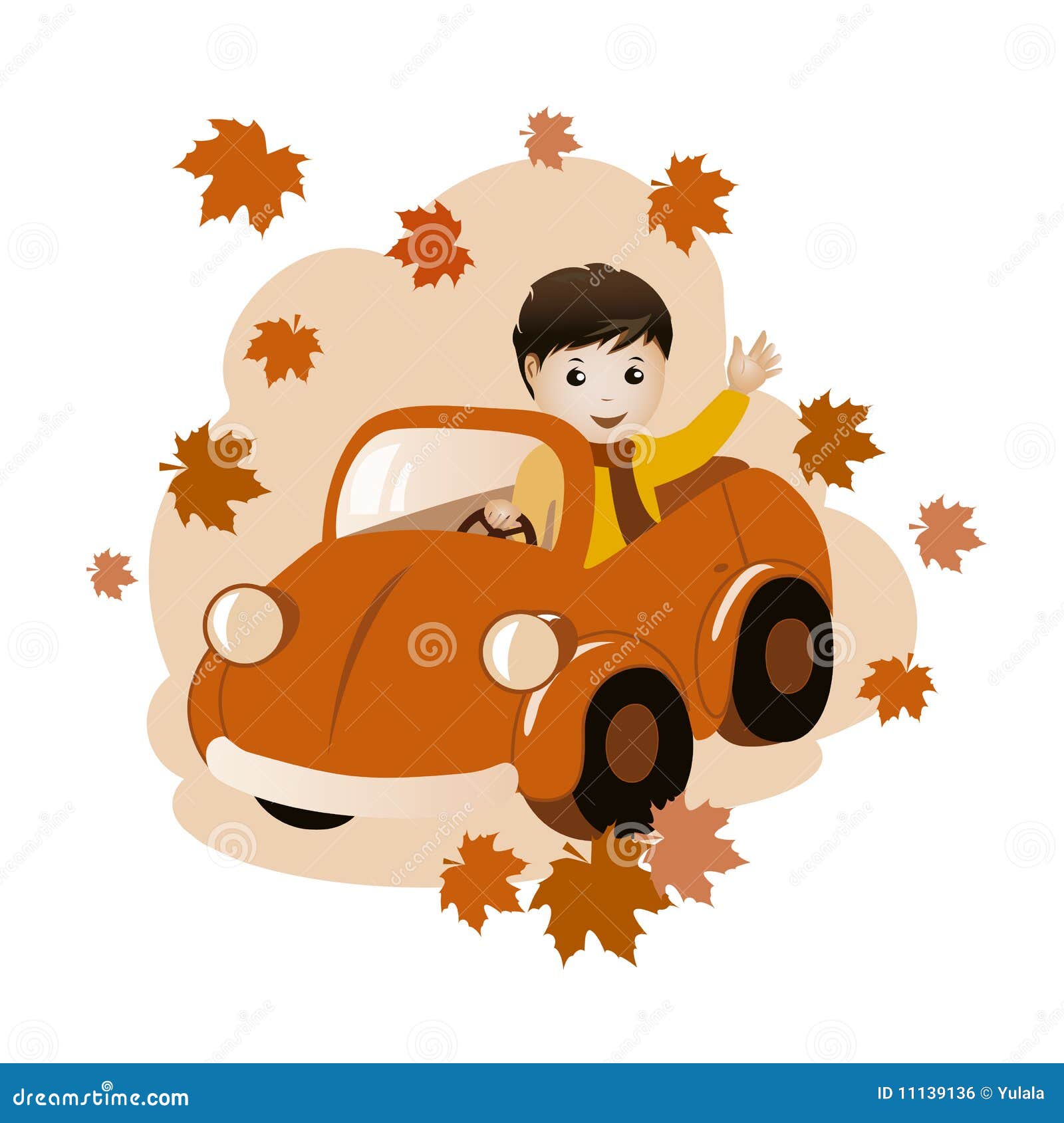 Boy in a Car: Fall Composition Stock Vector - Illustration of drawing ...