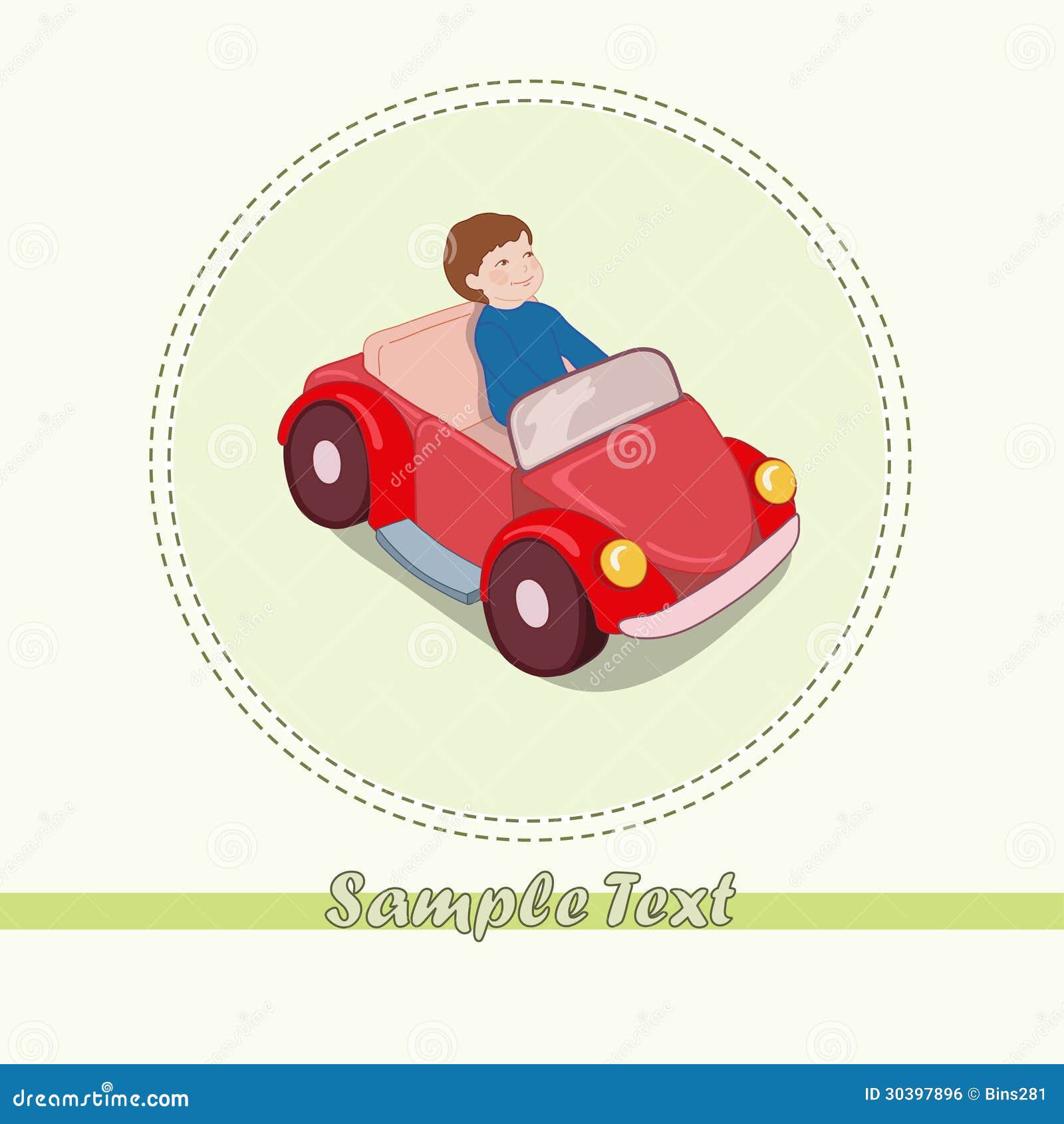 Boy in the car stock vector. Illustration of vector, text - 30397896