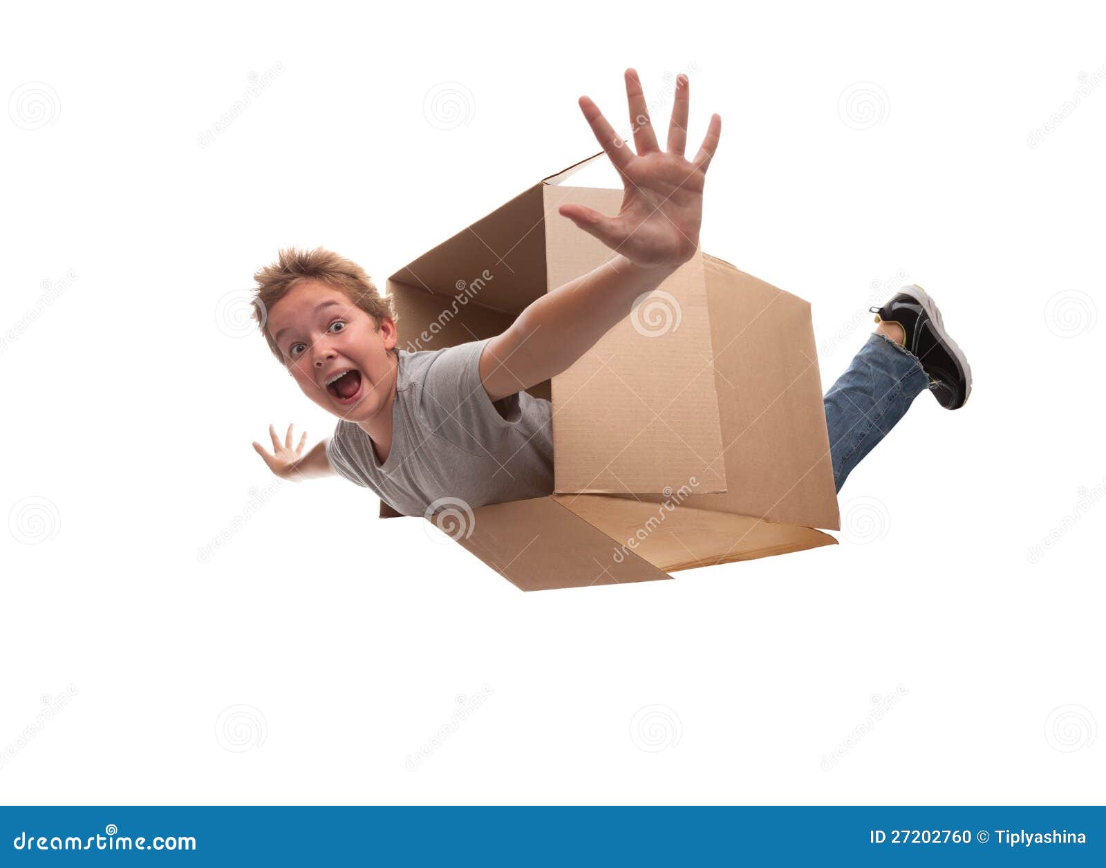 Boy in a cardboard box stock photo. Image of play, male - 27202760