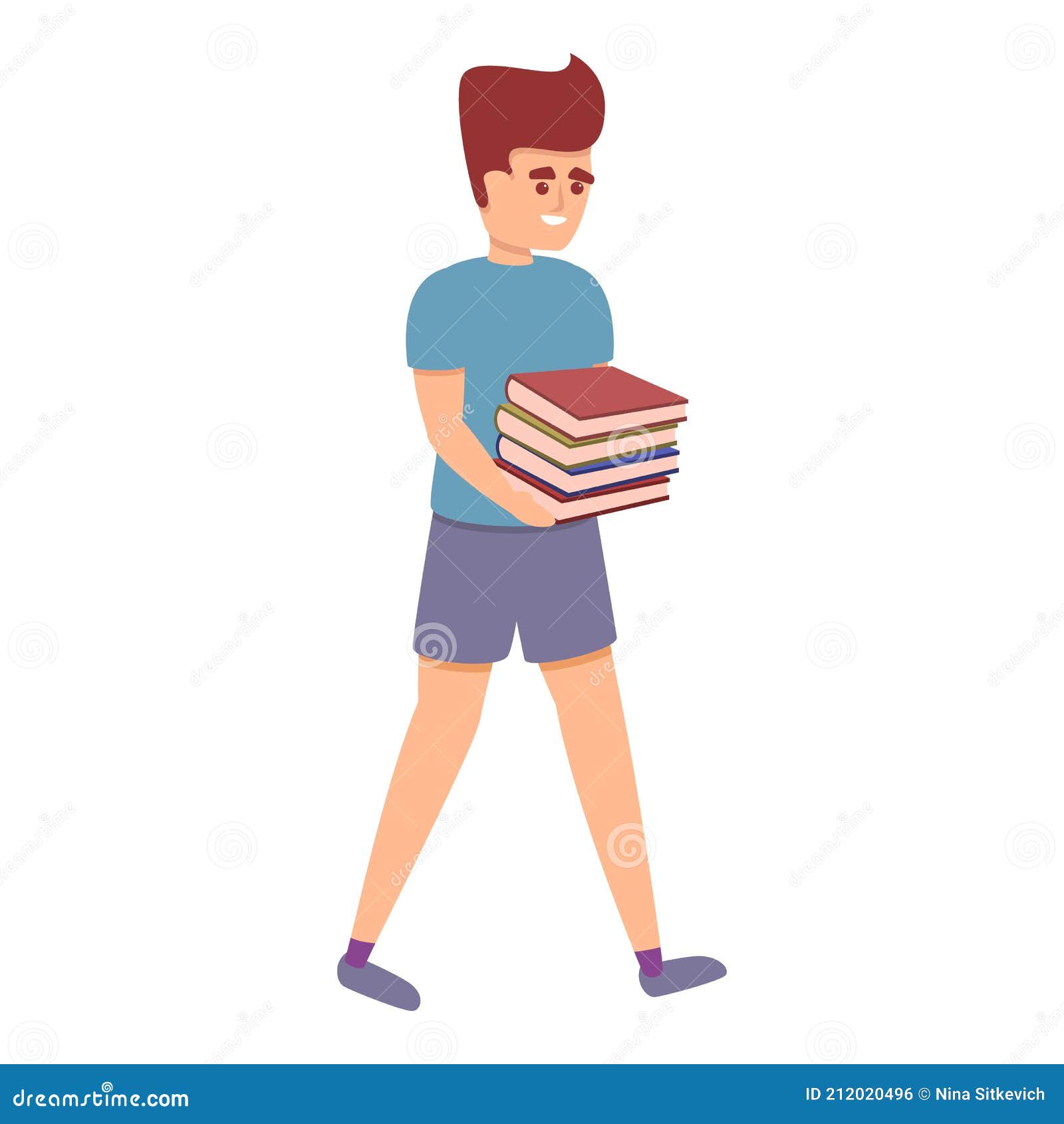 Boy Carry Books Icon, Cartoon Style Stock Vector - Illustration of ...