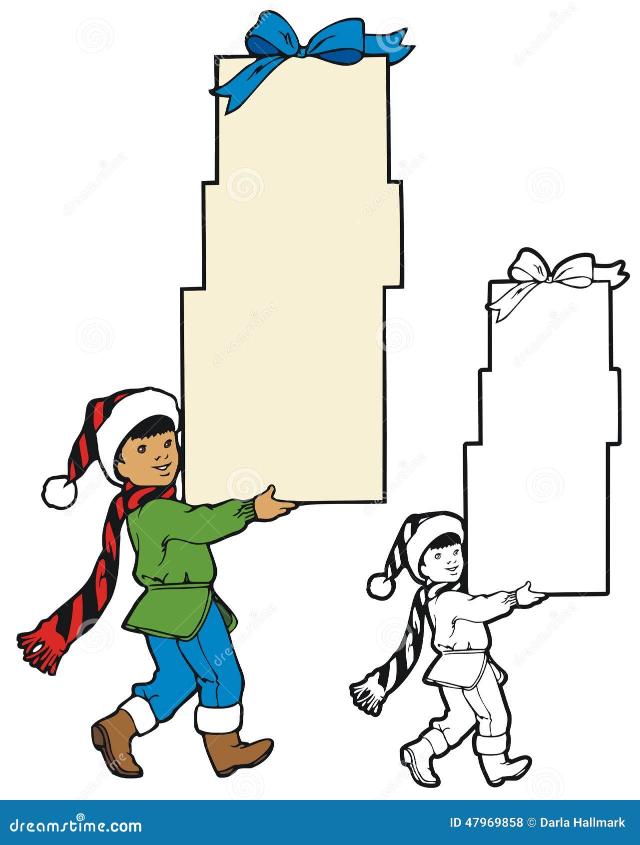 Boy carrying gifts border stock vector. Illustration of holiday - 47969858