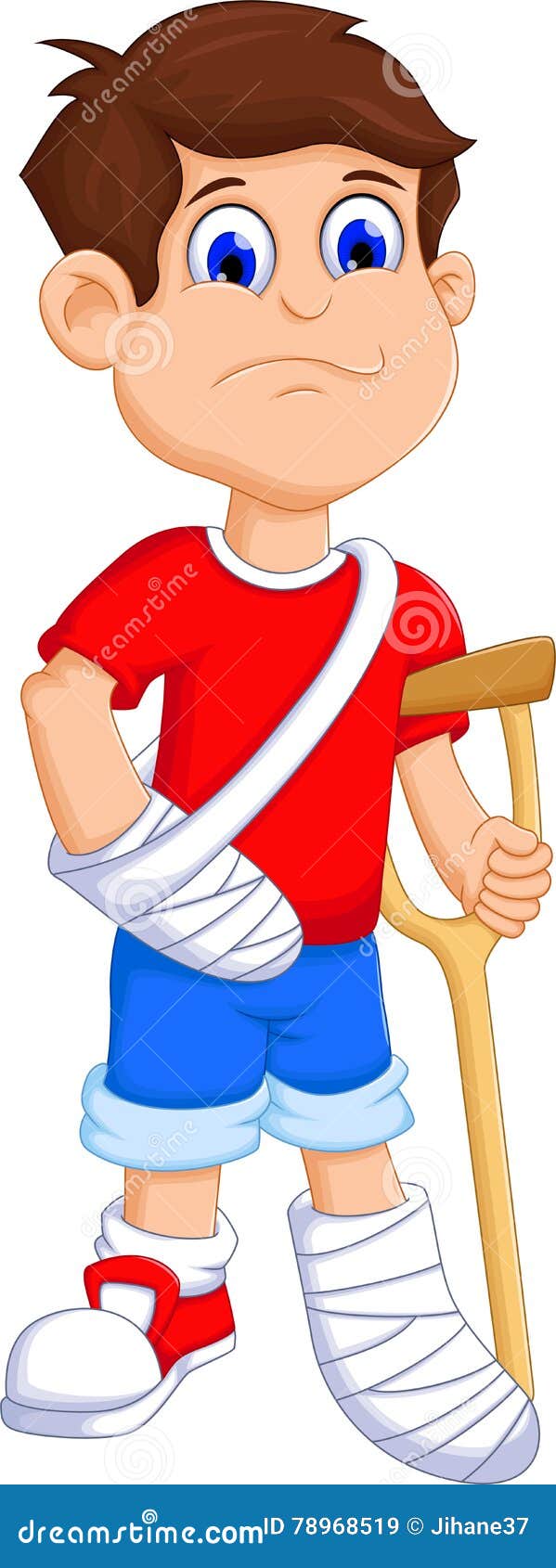 Boy Cartoon Broken Arm and Leg Stock Illustration - Illustration of ...