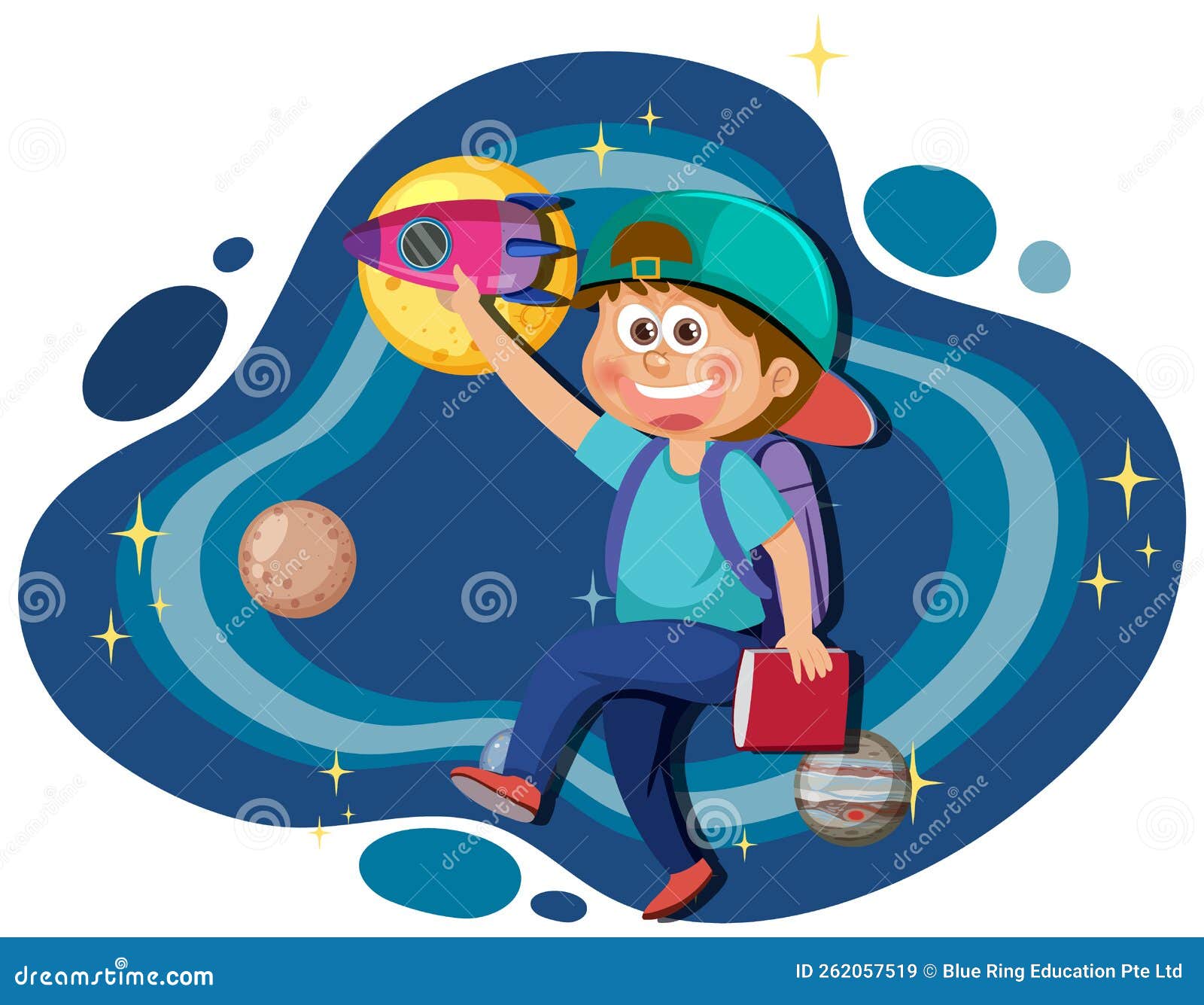 A Boy Cartoon Character in Space Theme Stock Vector - Illustration of ...