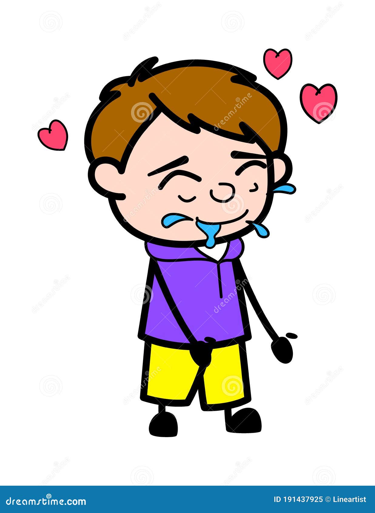 Boy Cartoon Drooling in Love Stock Illustration - Illustration of young ...
