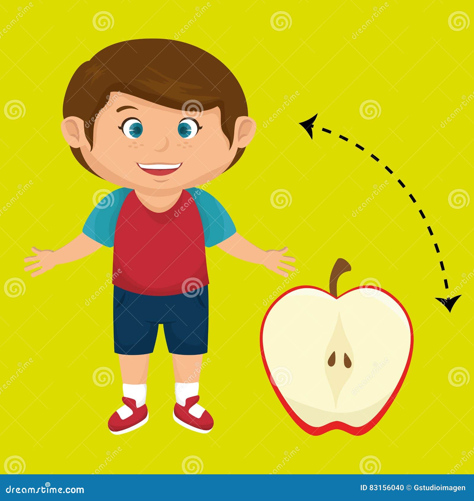 Boy Cartoon Fruit Sliced Apple Stock Illustration - Illustration of ...