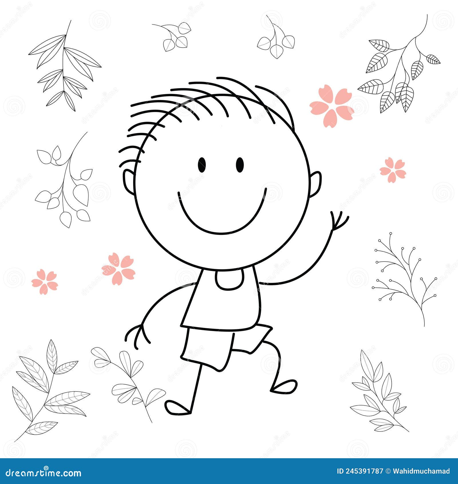 The Boy Cartoon Line Vektor Stock Vector - Illustration of graphic ...