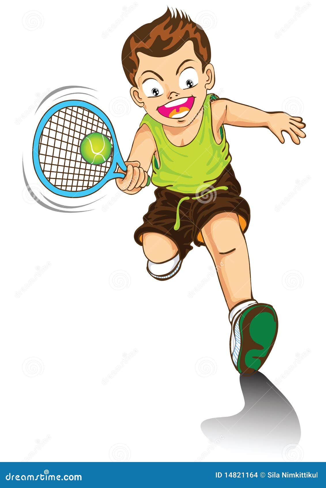 Boy cartoon playing tennis stock vector. Illustration of muscle - 14821164