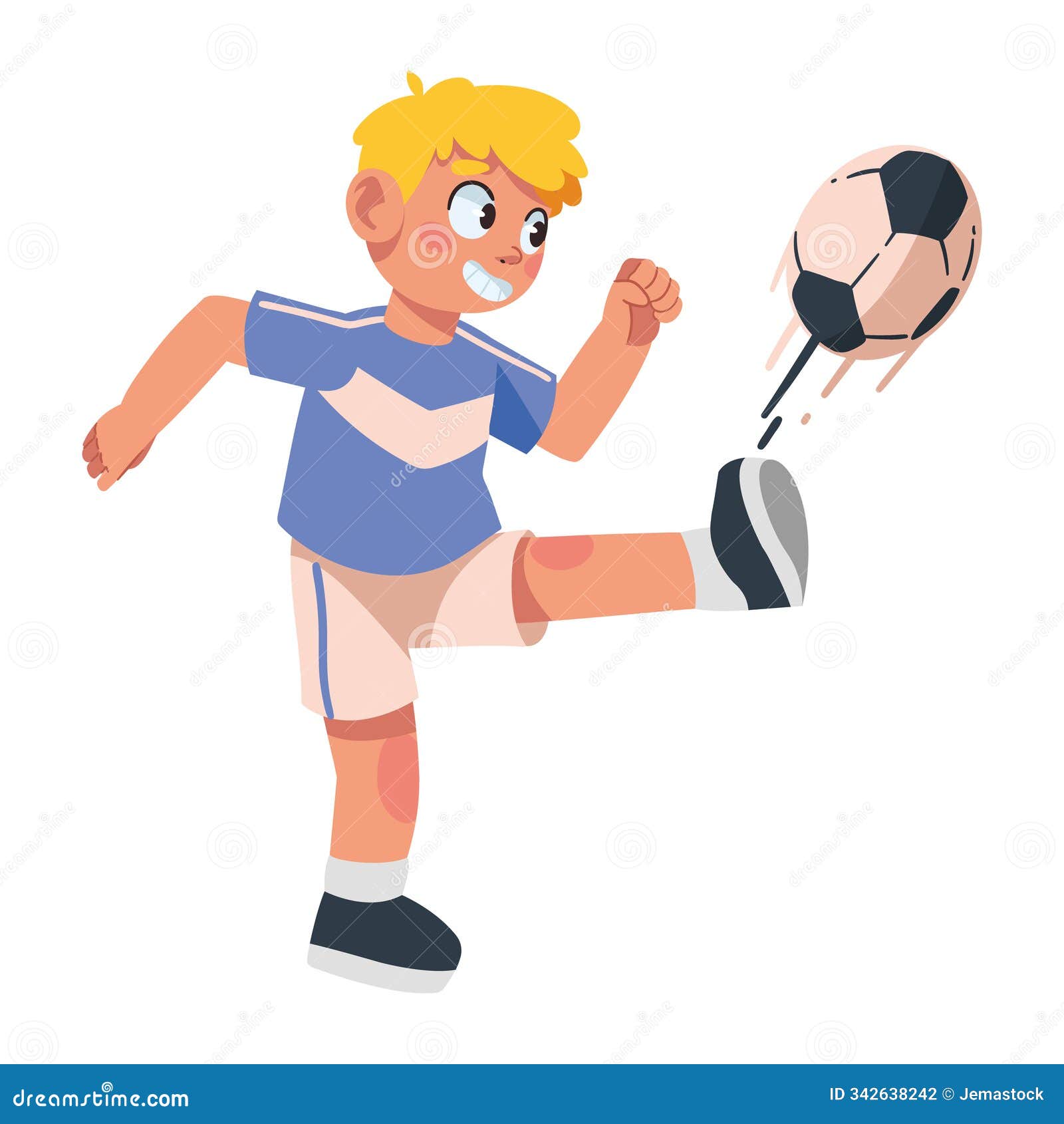 Boy Cartoon Practicing Soccer Stock Illustration - Illustration of ...