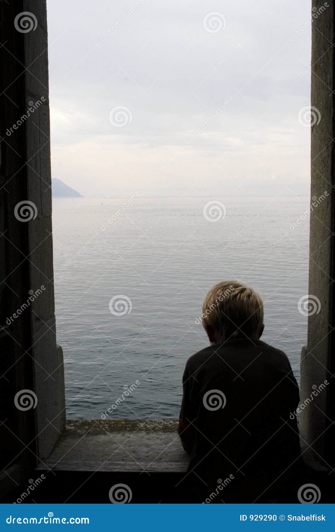 Boy in Castle Window Overlooking Lake Editorial Image - Image of lake ...