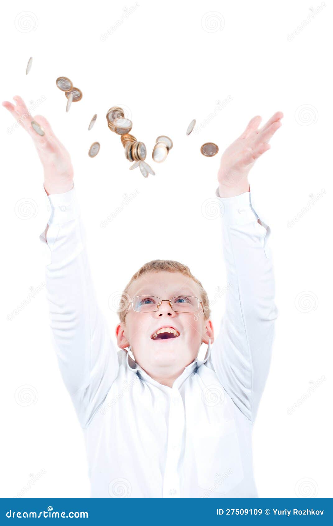 Boy catches coins stock image. Image of flies, glasses - 27509109