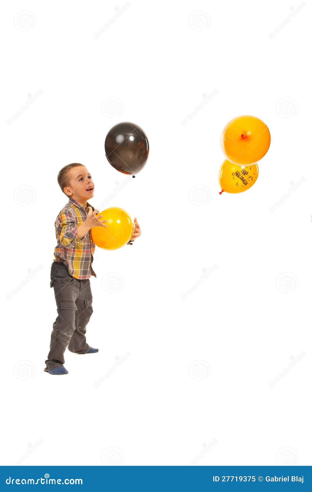 Boy catching balloons stock image. Image of cheerful - 27719375
