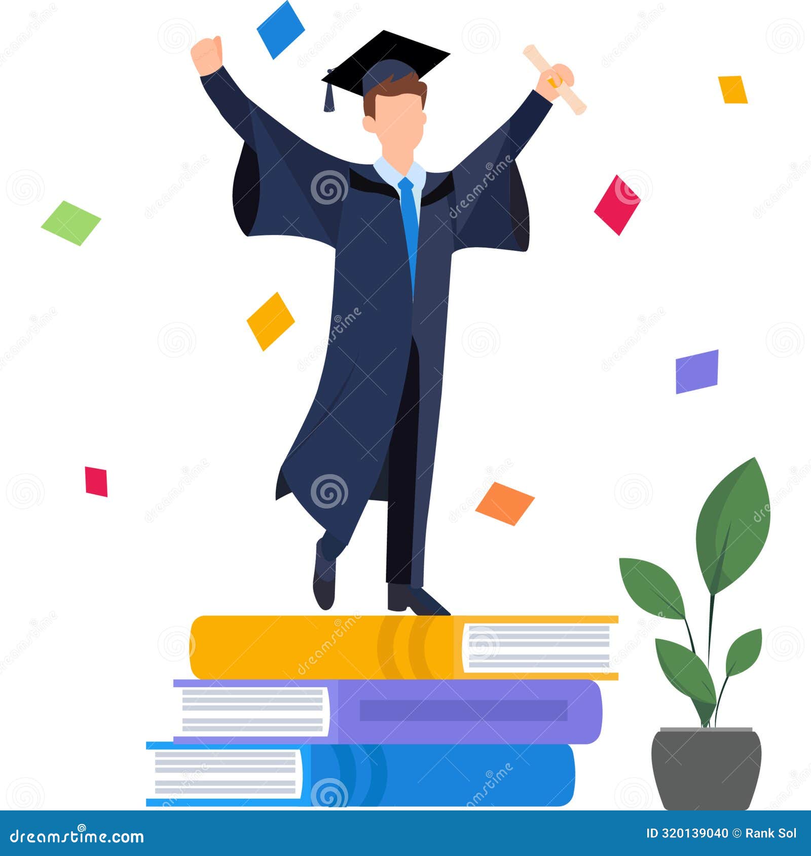Boy celebrating graduation stock illustration. Illustration of ...