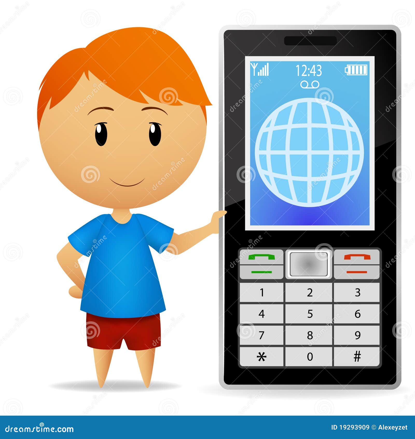 Boy with cell phone stock vector. Illustration of person - 19293909