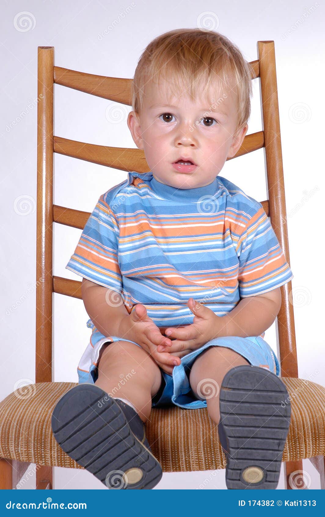 Boy on chair II stock photo. Image of wood, children, person - 174382