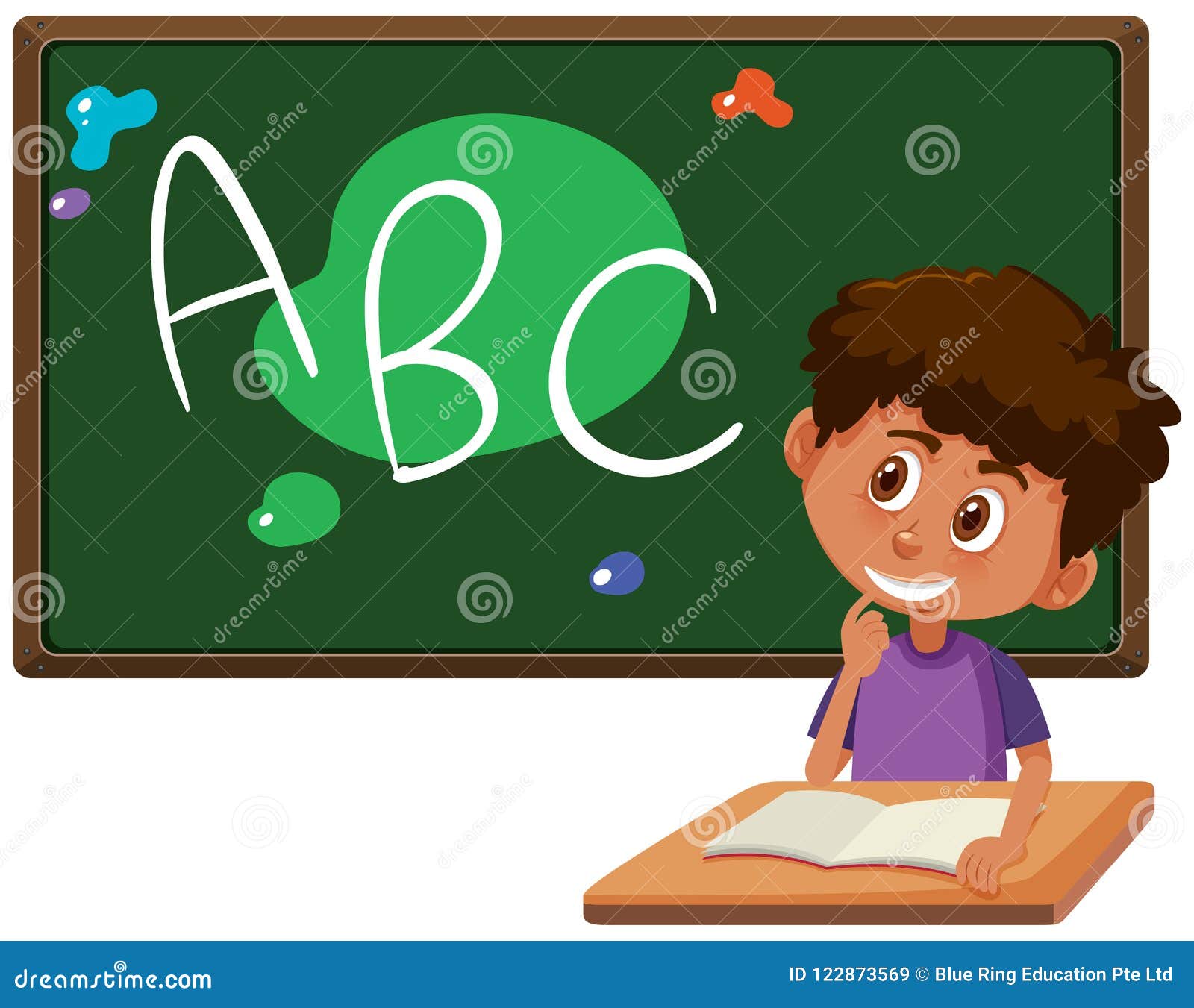 A Boy and Chalkboard Template Stock Vector - Illustration of chalk ...