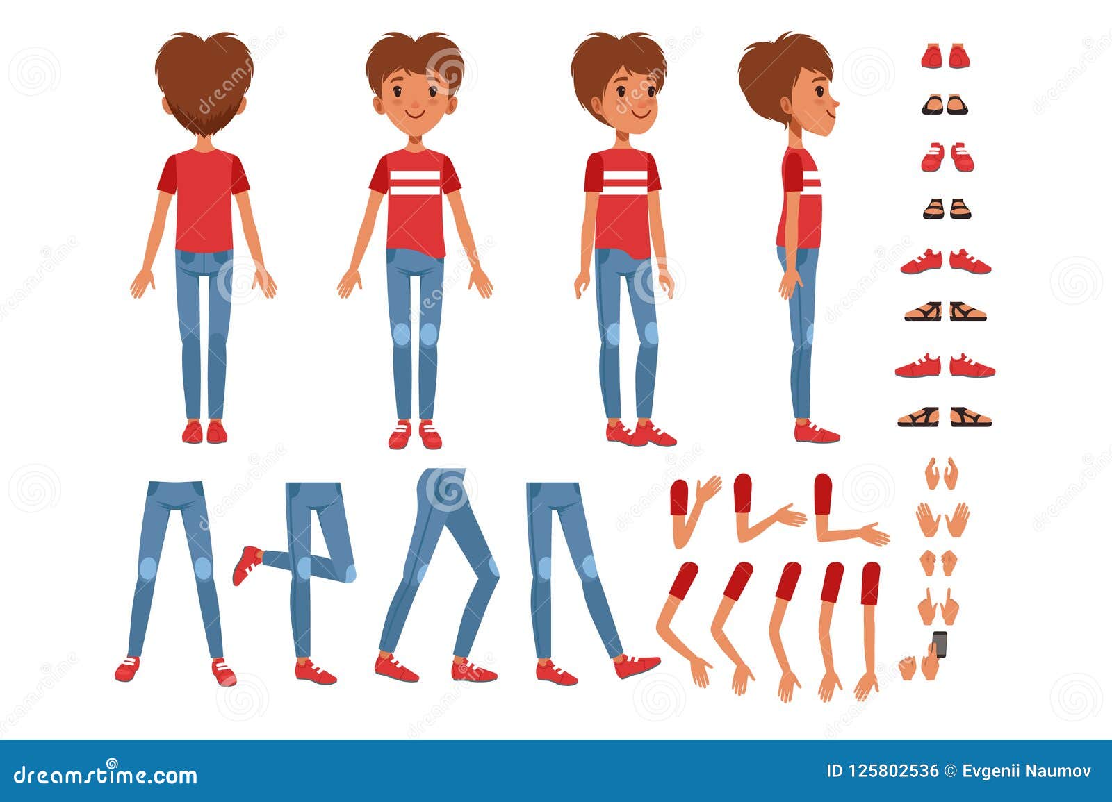 Boy Character Creation Set, Cute Boy Constructor with Different Poses ...