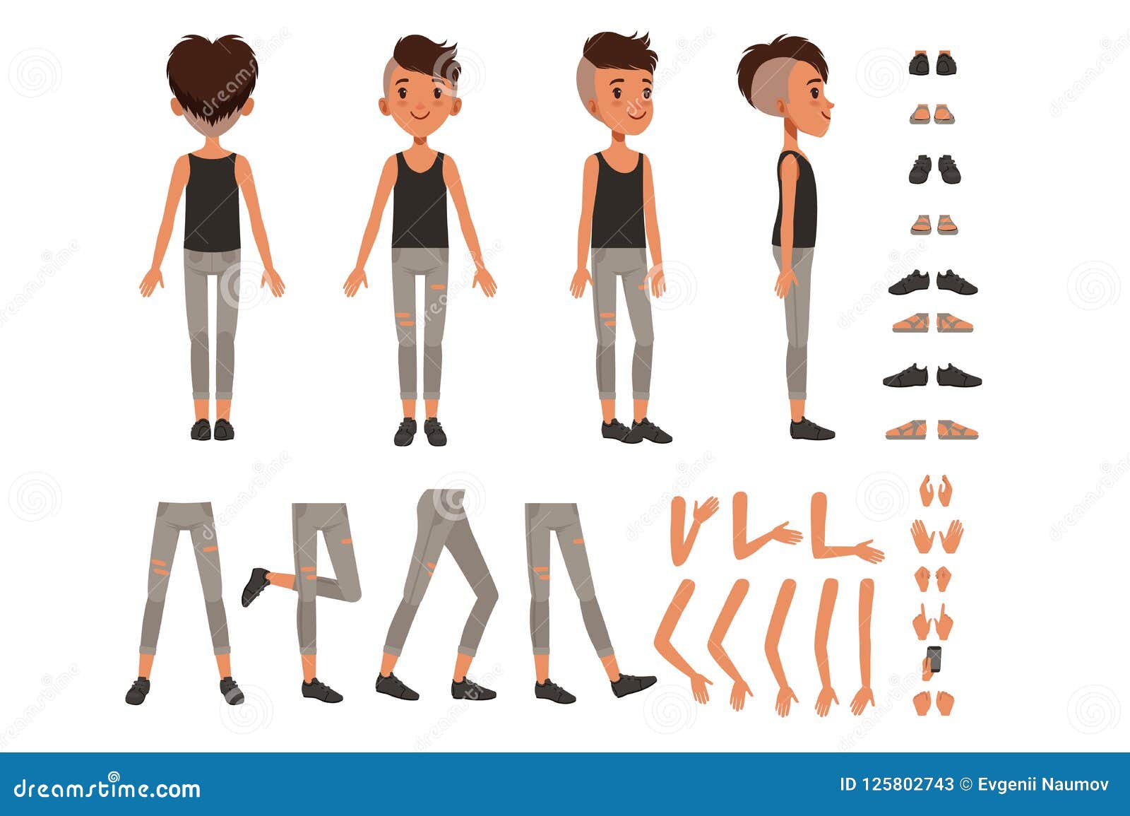 Boy Character Creation Set, Student Boy Constructor with Different ...