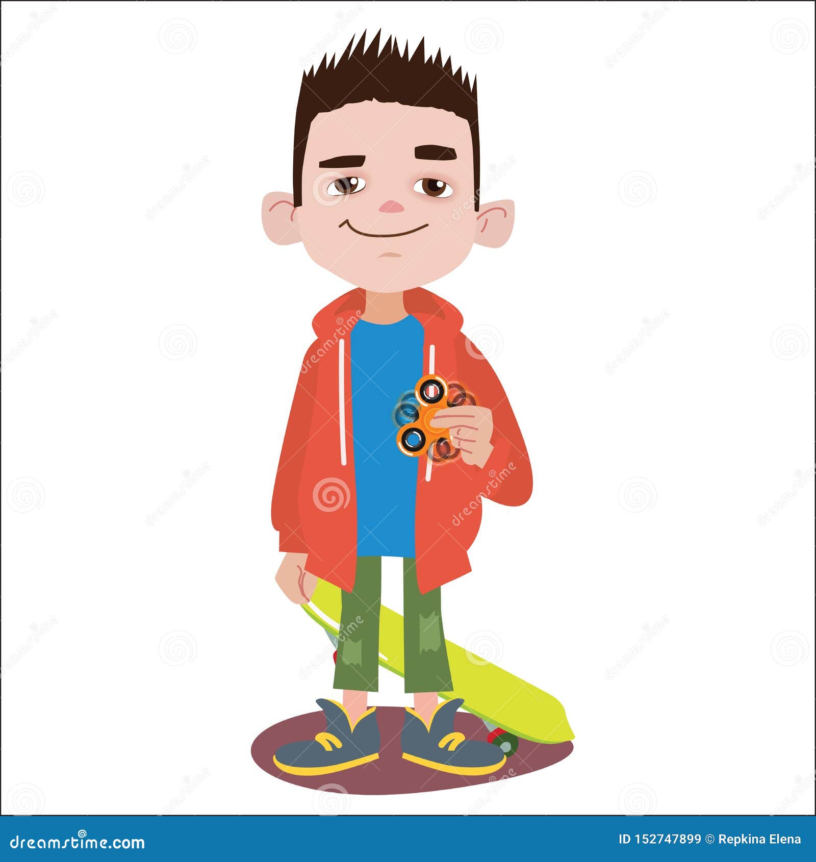 Boy Character with Fidget Spinner Stock Vector - Illustration of avatar ...