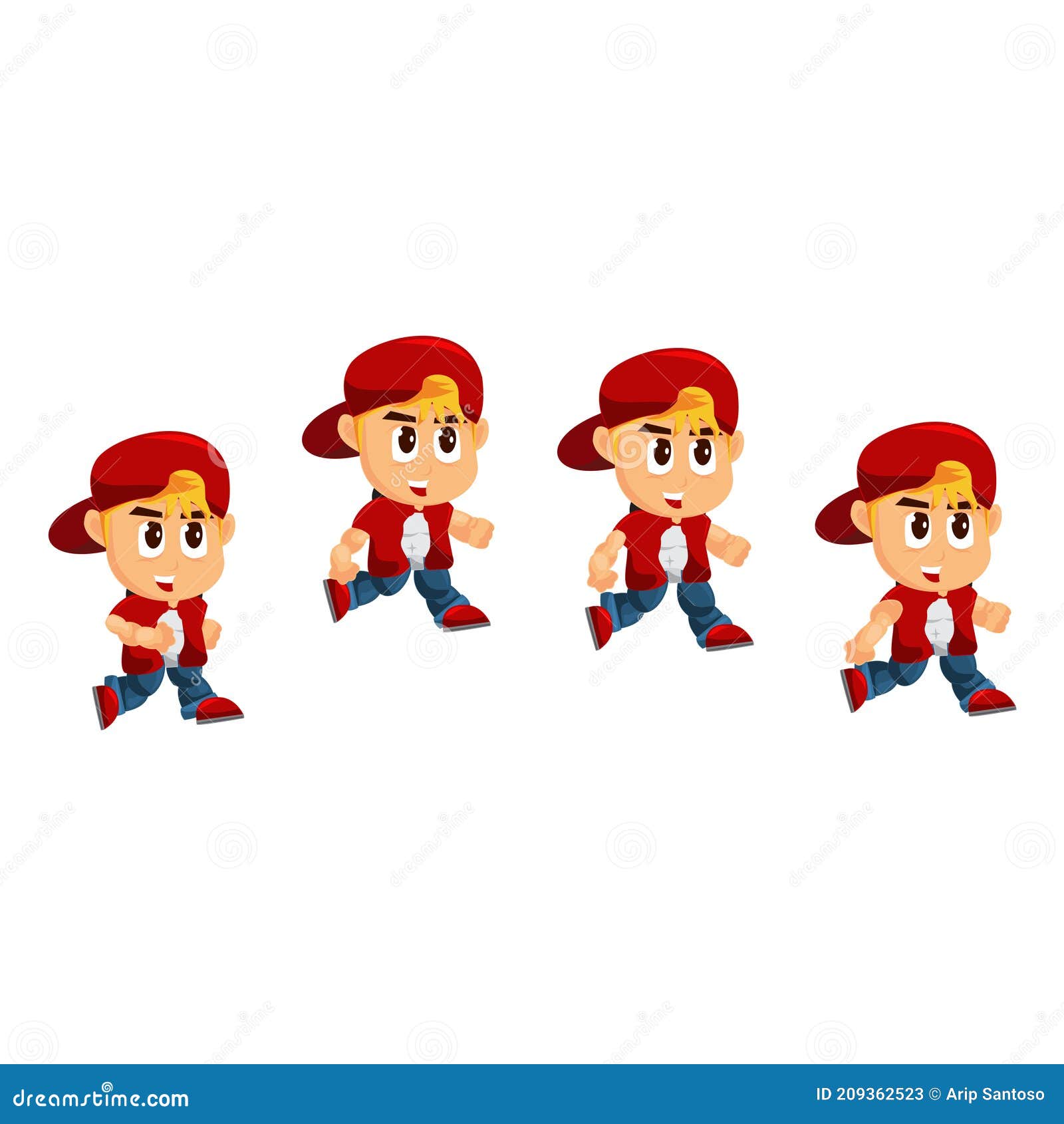 Boy Character with Hat Jump Game Kits Adventure Design Sprite Stock ...