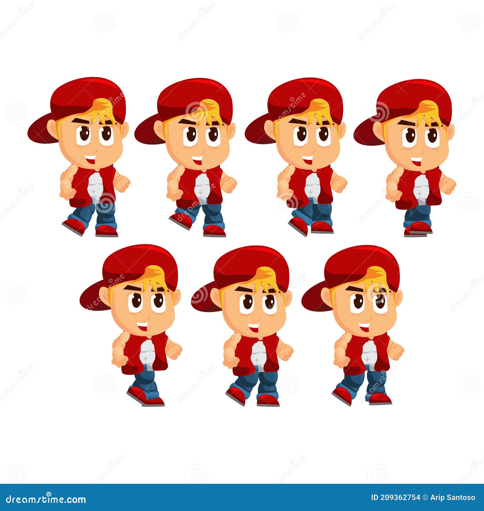 Boy Character with Hat Walk Game Kits Adventure Design Sprite Stock ...