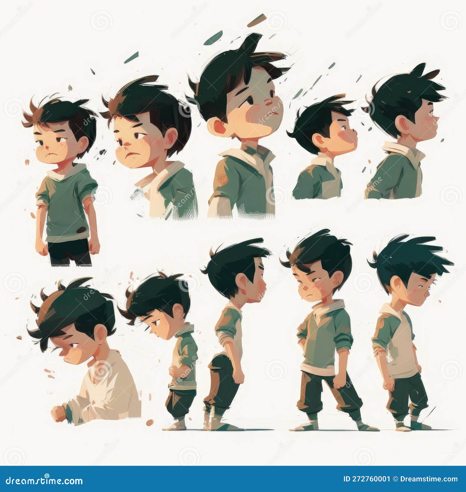 Boy Character in Multiple Poses and Expressions Generative AI ...