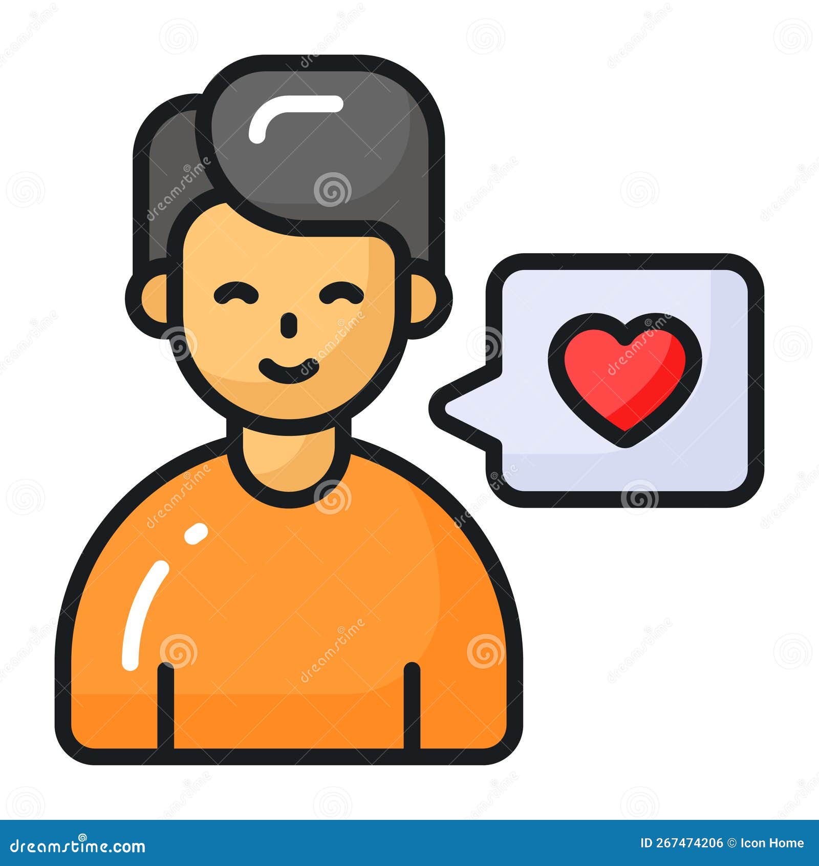 Boy with Chat Bubble and Heart, Icon of Love Chat Stock Vector ...