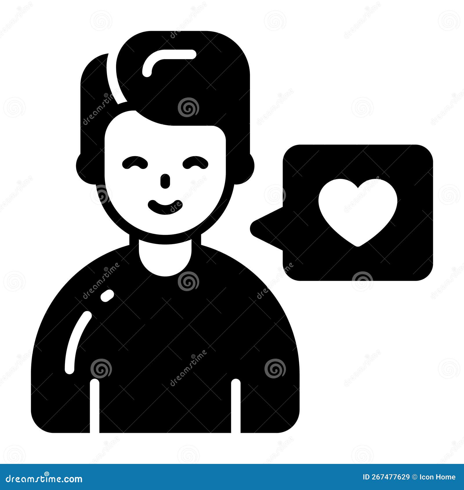Boy with Chat Bubble and Heart, Icon of Love Chat Stock Vector ...