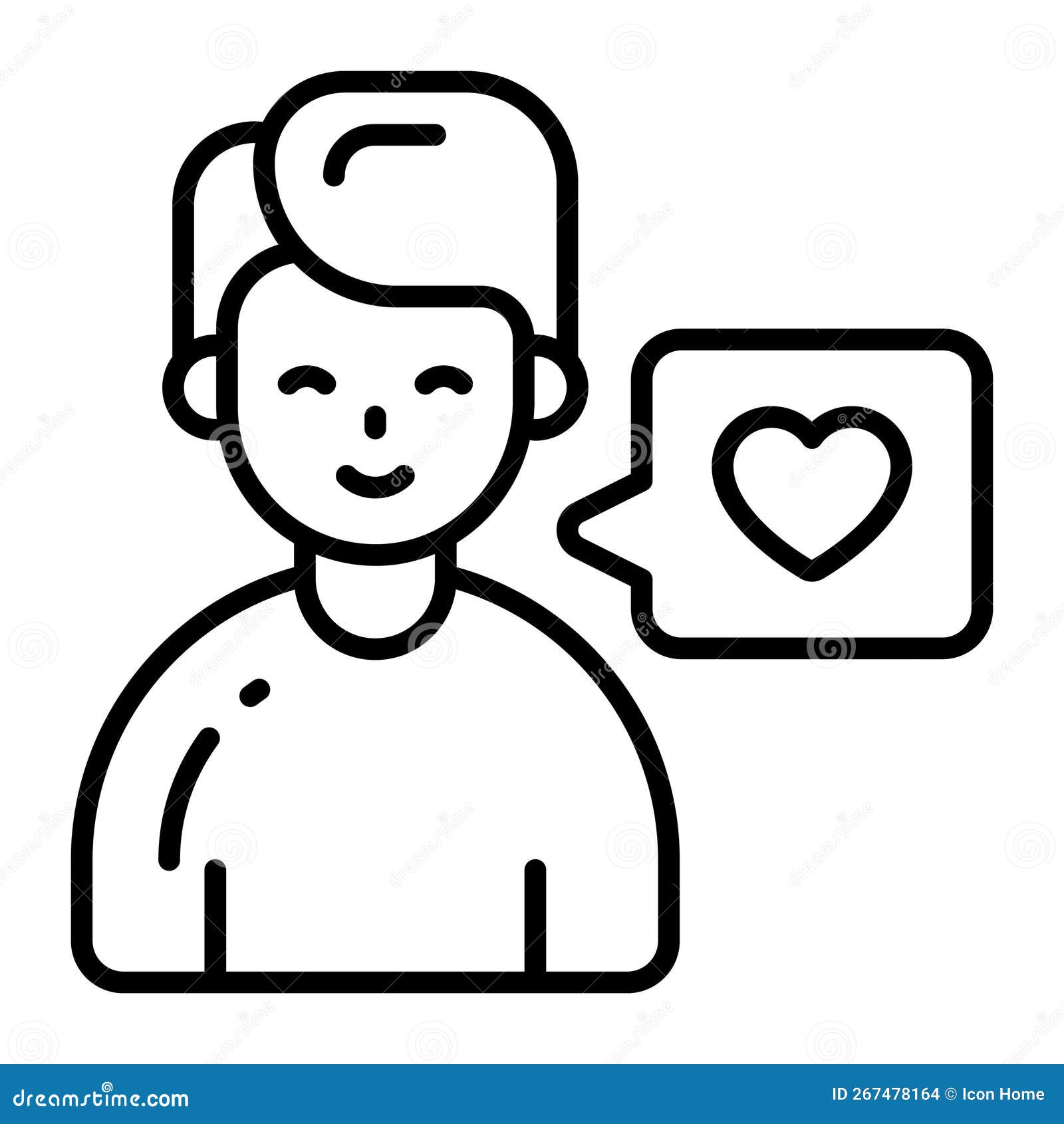 Boy with Chat Bubble and Heart, Icon of Love Chat Stock Vector ...