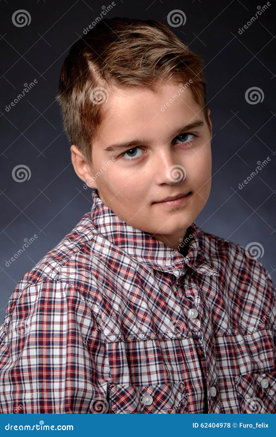 Boy in checkered shirt stock photo. Image of cute, handsome - 62404978