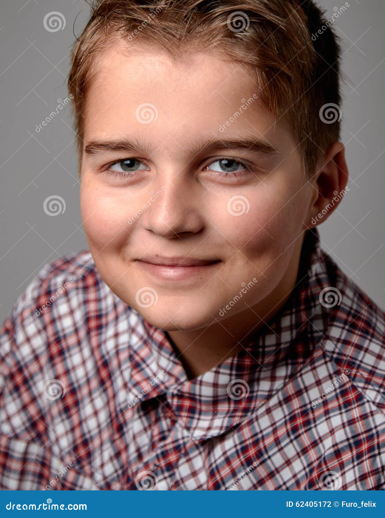 Boy in checkered shirt stock photo. Image of face, studio - 62405172