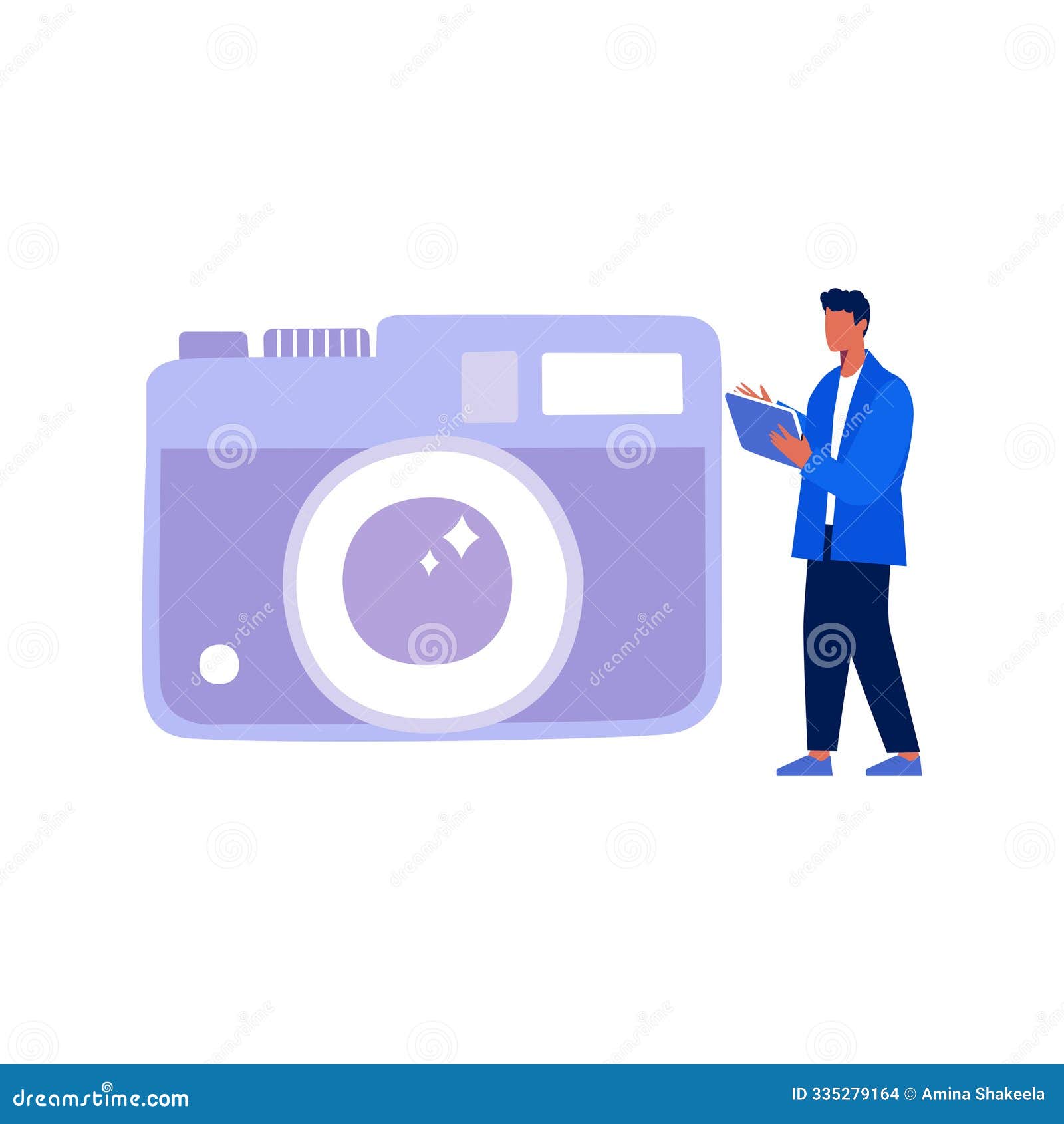 Boy Checking Camera Features Stock Illustration - Illustration of icon ...