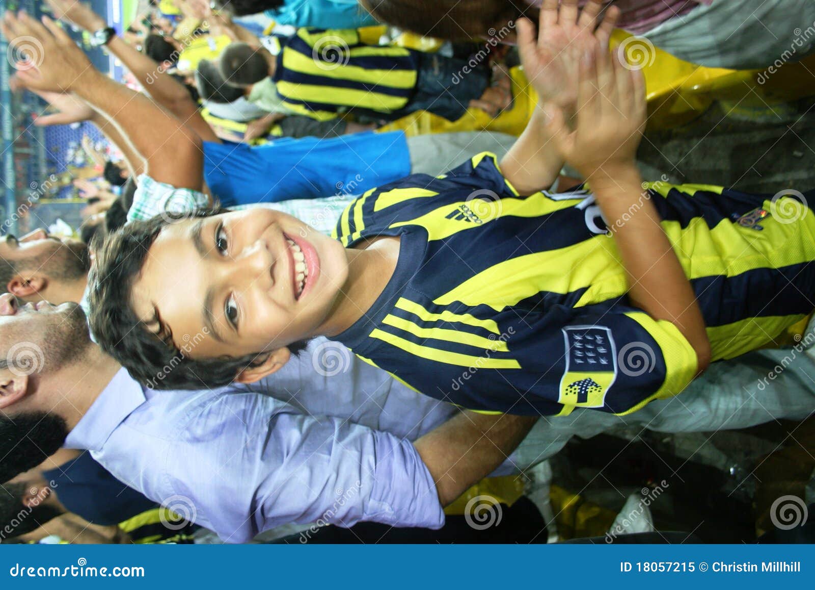Boy Cheering in Soccer Stadium Editorial Image - Image of wearing ...
